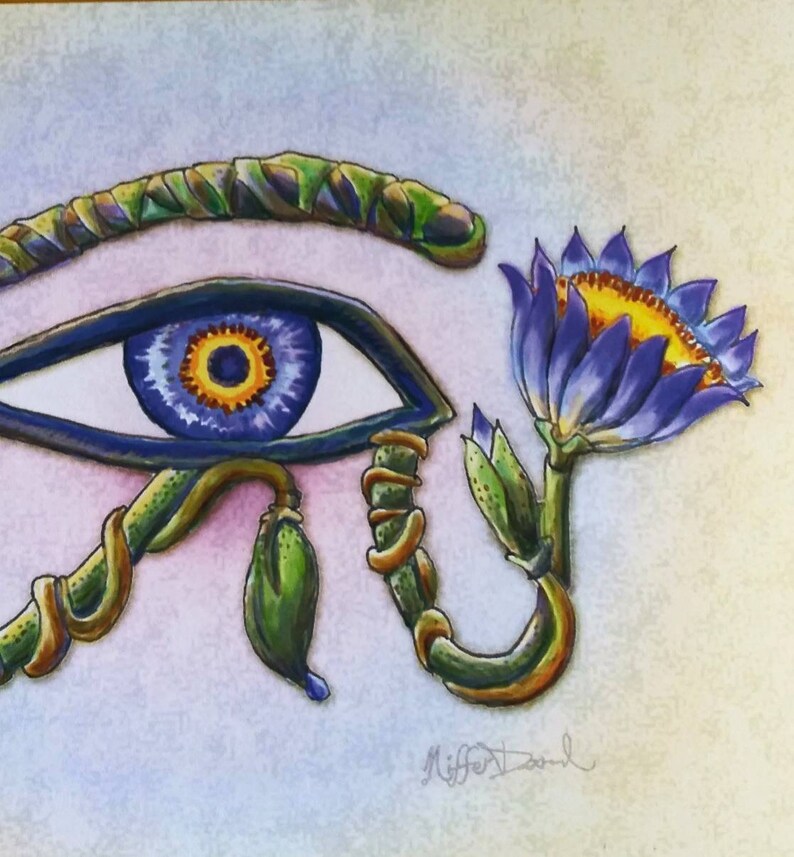 Eye of Horus Art Print Egyptian Blue Lotus Flower - Etsy