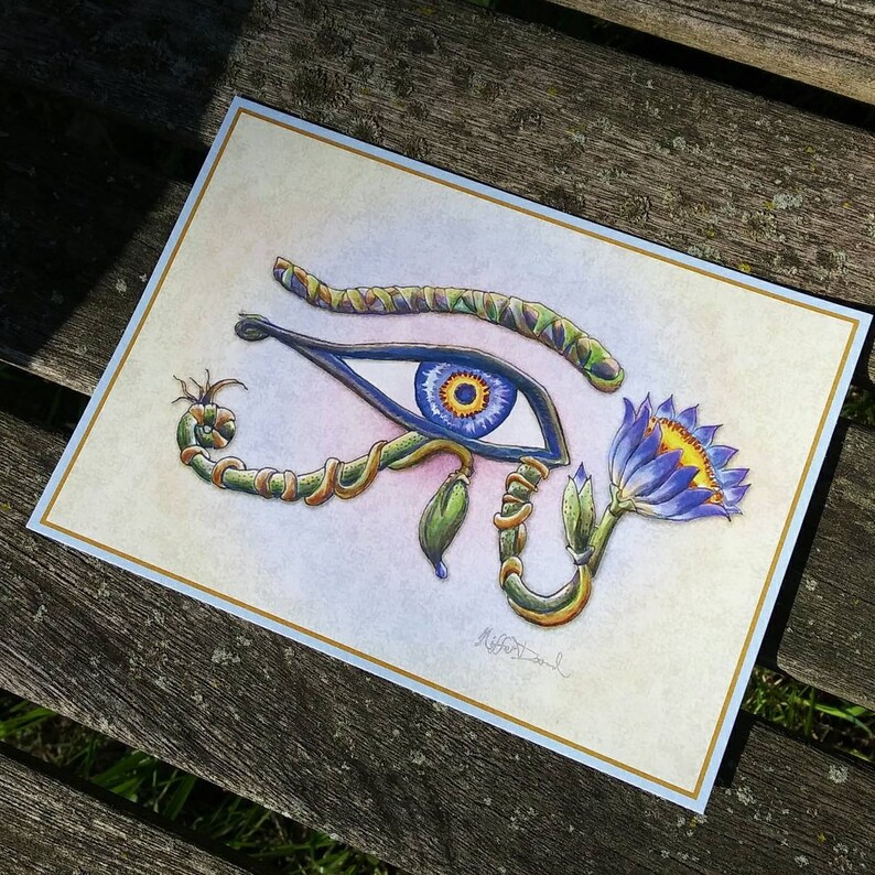 Eye of Horus Art Print Egyptian Blue Lotus Flower - Etsy