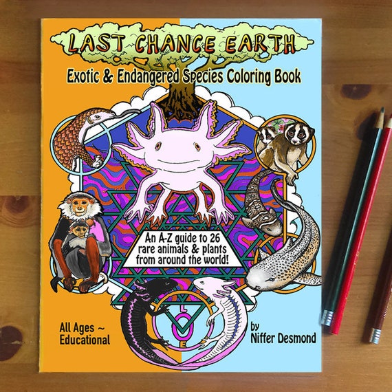 Exotic & Endangered Species Coloring Book All Ages | Etsy