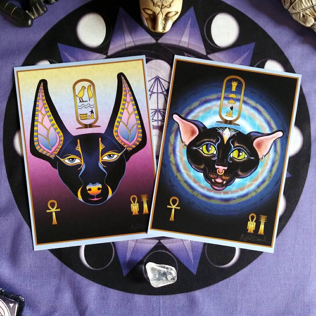 Bastet Art Print Egyptian Cat Goddess Bast Hieroglyph | Etsy