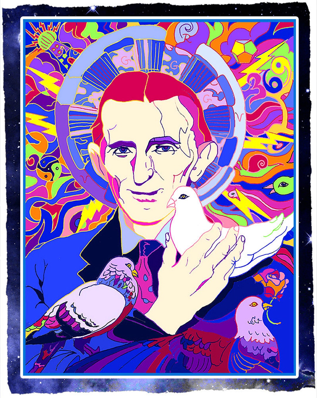 Nikola Tesla Art Original Portrait of Nikola Tesla, Tesla Poster ...
