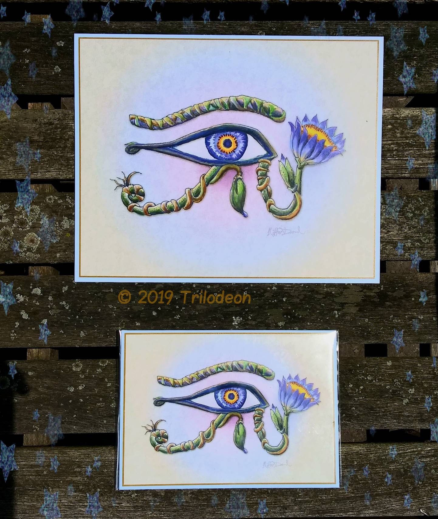 Eye of Horus Art Print Egyptian Blue Lotus Flower | Etsy