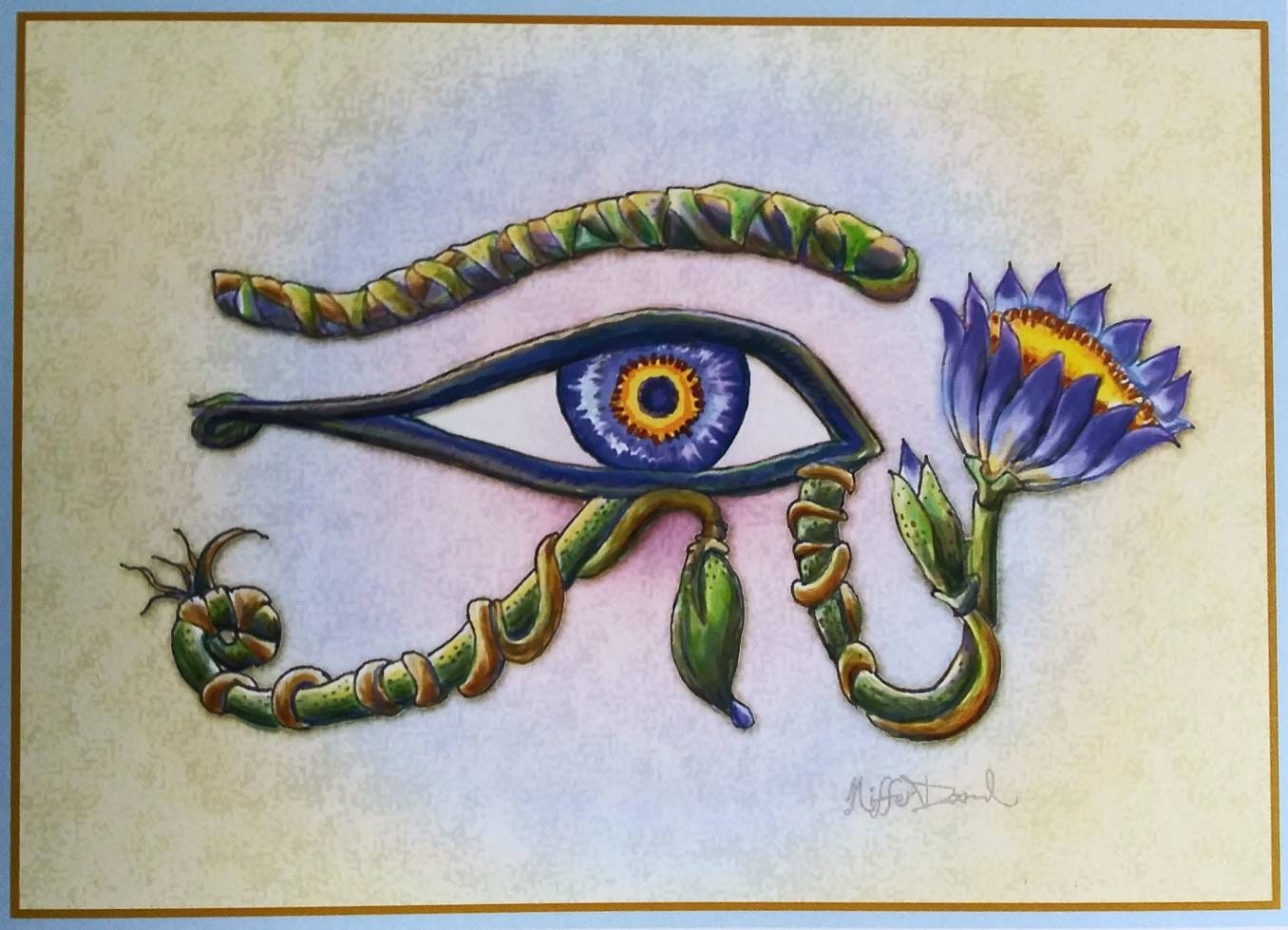 Eye of Horus Art Print Egyptian Blue Lotus Flower | Etsy