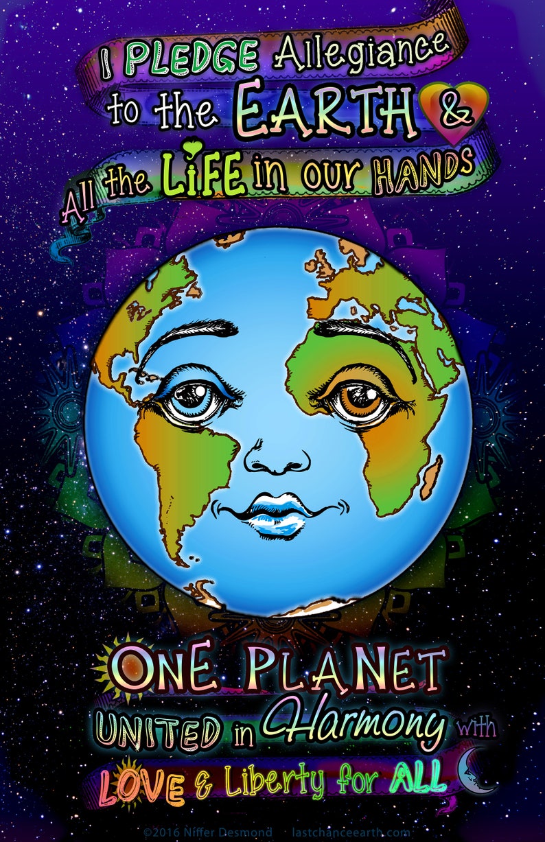 Earth Day I Pledge Allegiance to the Earth Poster Global - Etsy