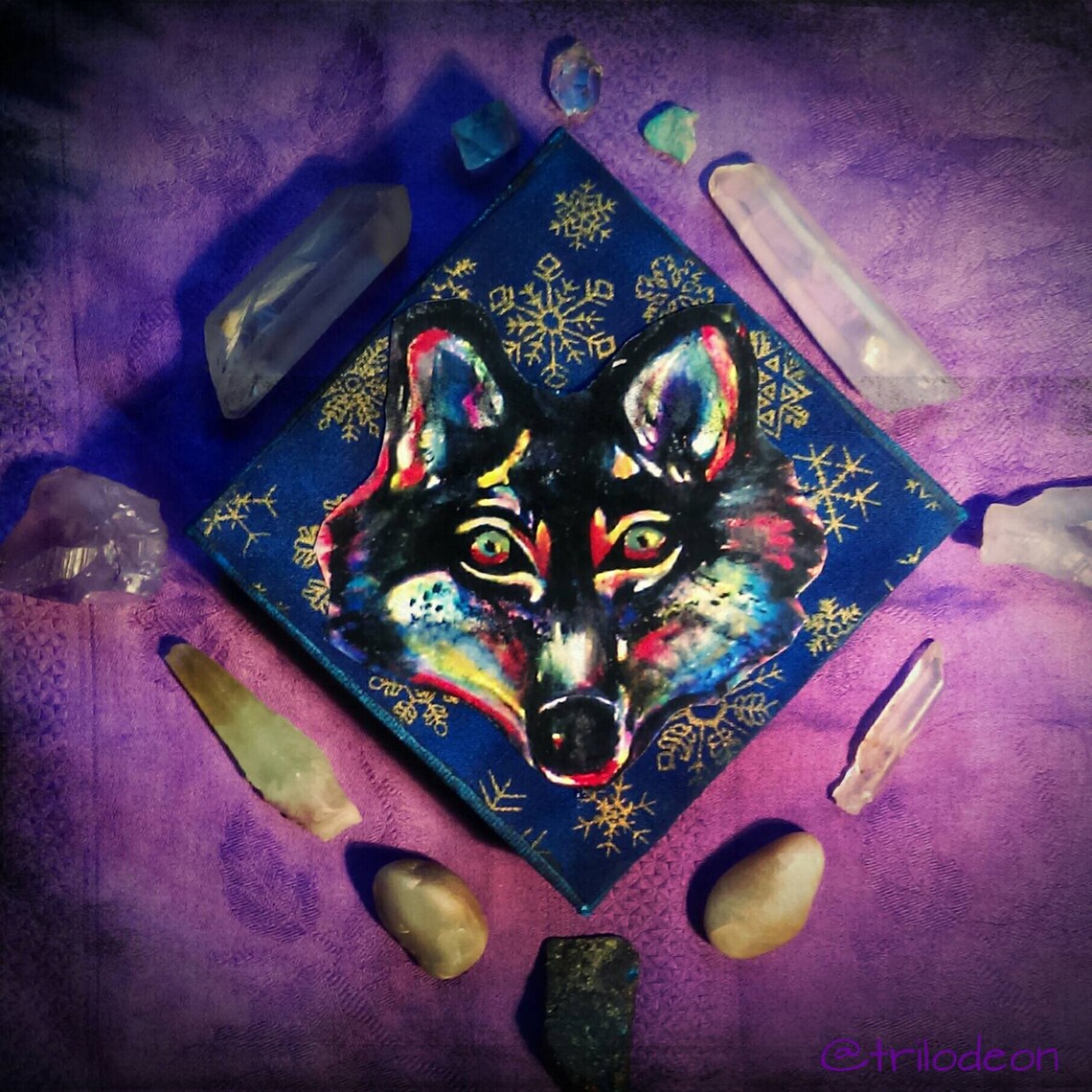 Crystal Wolf Mini Canvas Art Rainbow Spirit Animal Ready to | Etsy