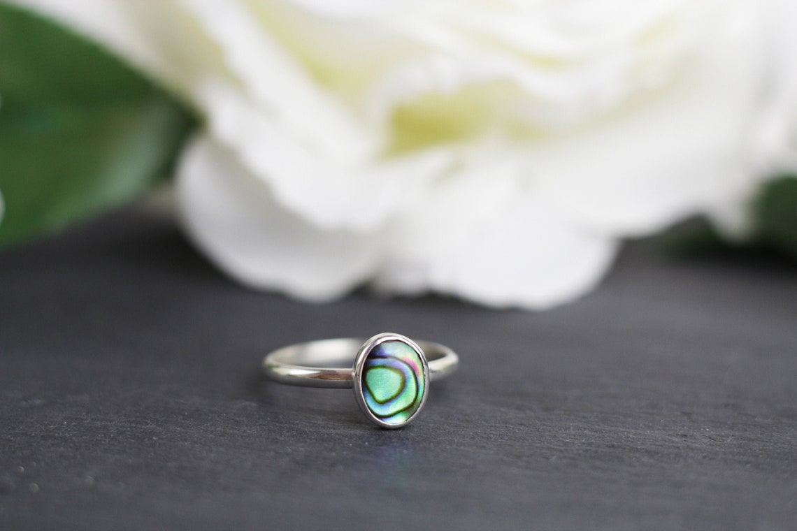 Silver Paua Shell Ring Silver Shell Ring Silver Abalone - Etsy