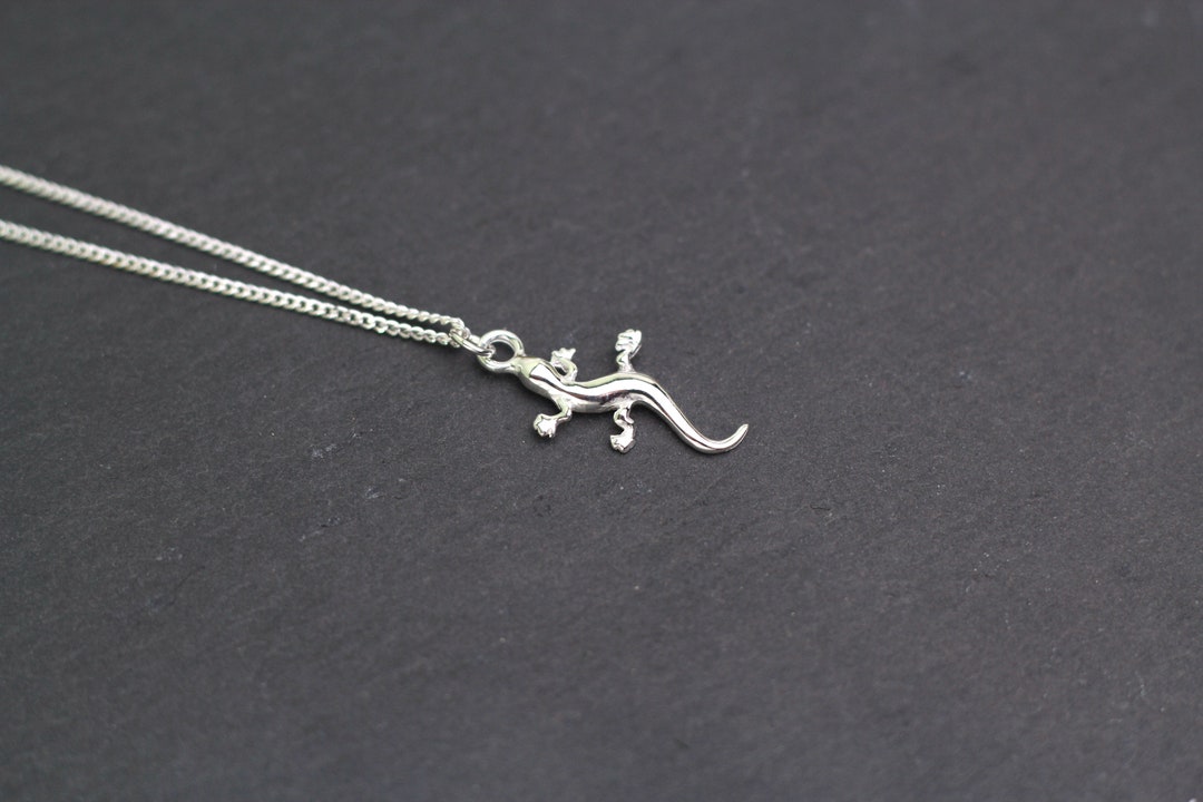 Sterling Silver Lizard Necklace, Silver Gecko Necklace, Silver Lizard ...