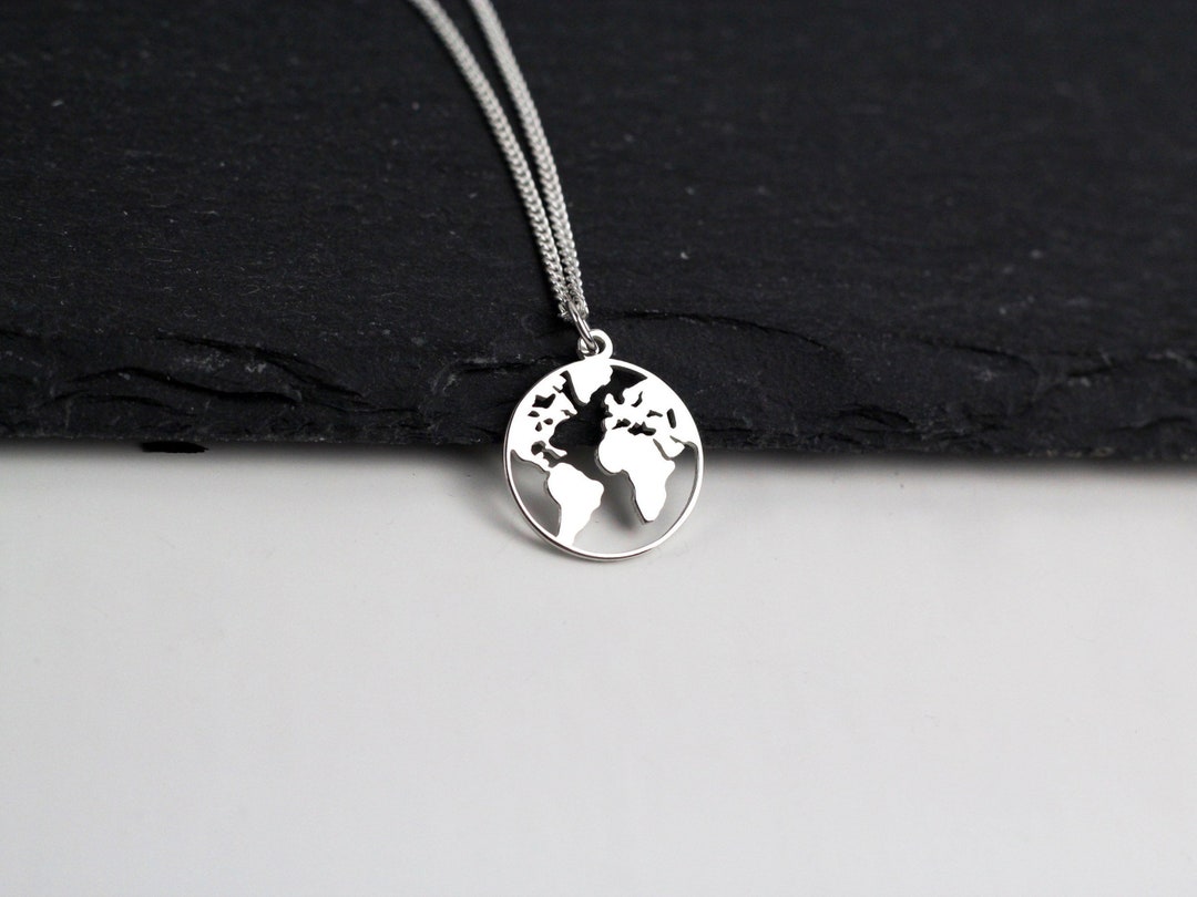 World Necklace, World Pendant, Earth Pendant, Earth Necklace, Silver ...