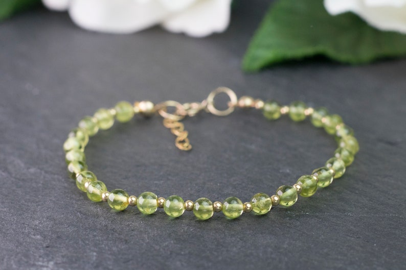 Peridot Bracelet, August Birthstone Bracelet, Gold Peridot Bracelet ...