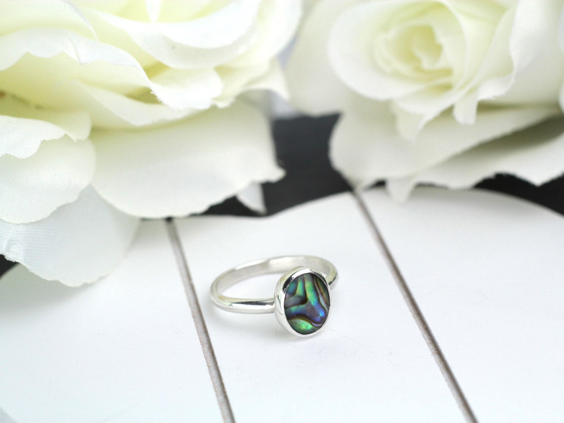 Silver Paua Shell Ring Silver Shell Ring Silver Abalone | Etsy