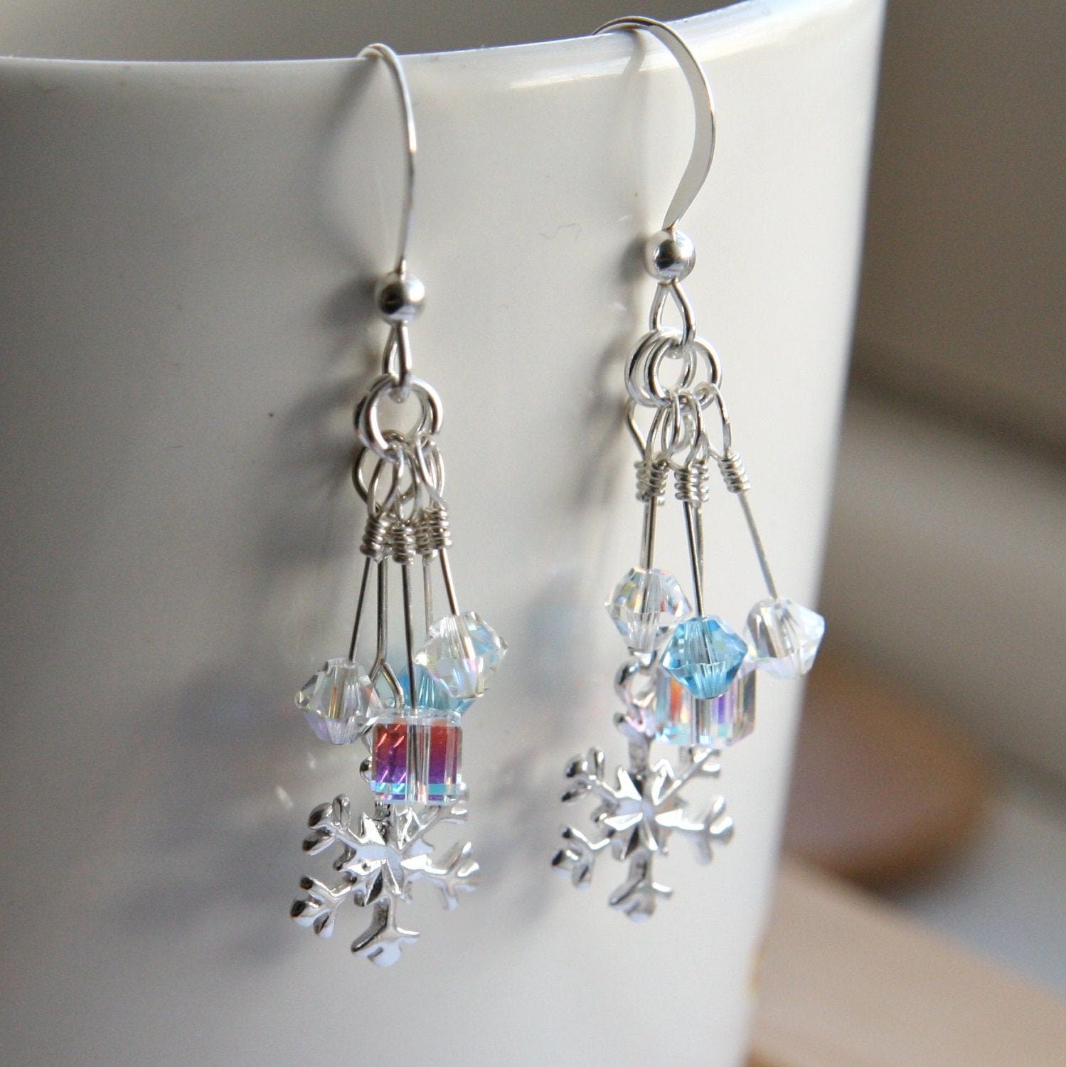 Swarovski Snowflake Earrings, Sterling Silver Snowflake Earrings ...