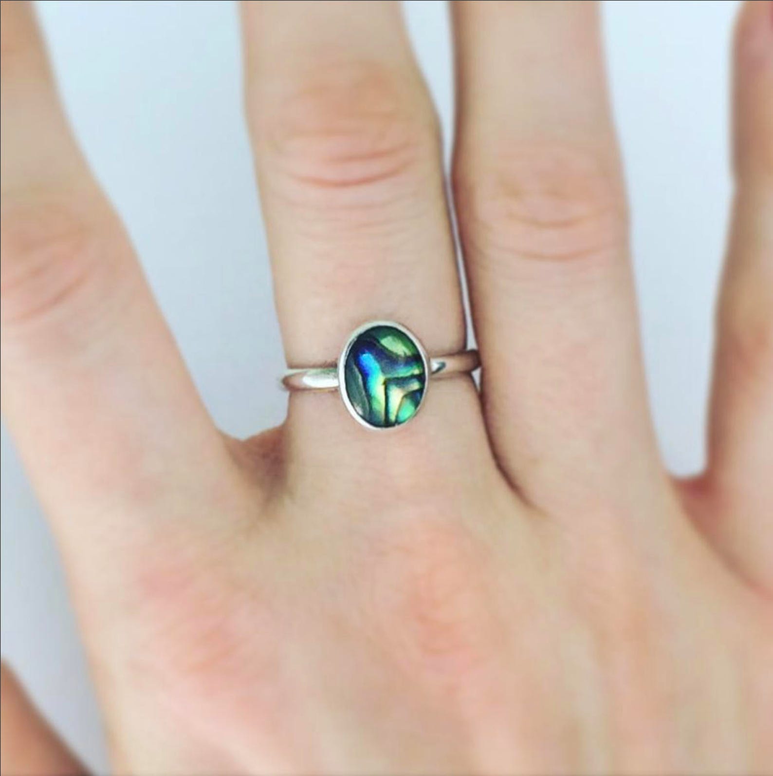 Silver Paua Shell Ring Silver Shell Ring Silver Abalone - Etsy