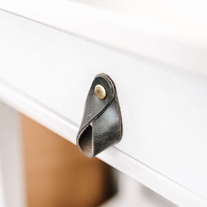 Leather Drawer Knob Brass With Leather Drawer Pull Cabinet Dresser Pull ...