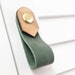 Green Leather and Wood Drawer Pulls, West Coast Modern Boho Drawer ...