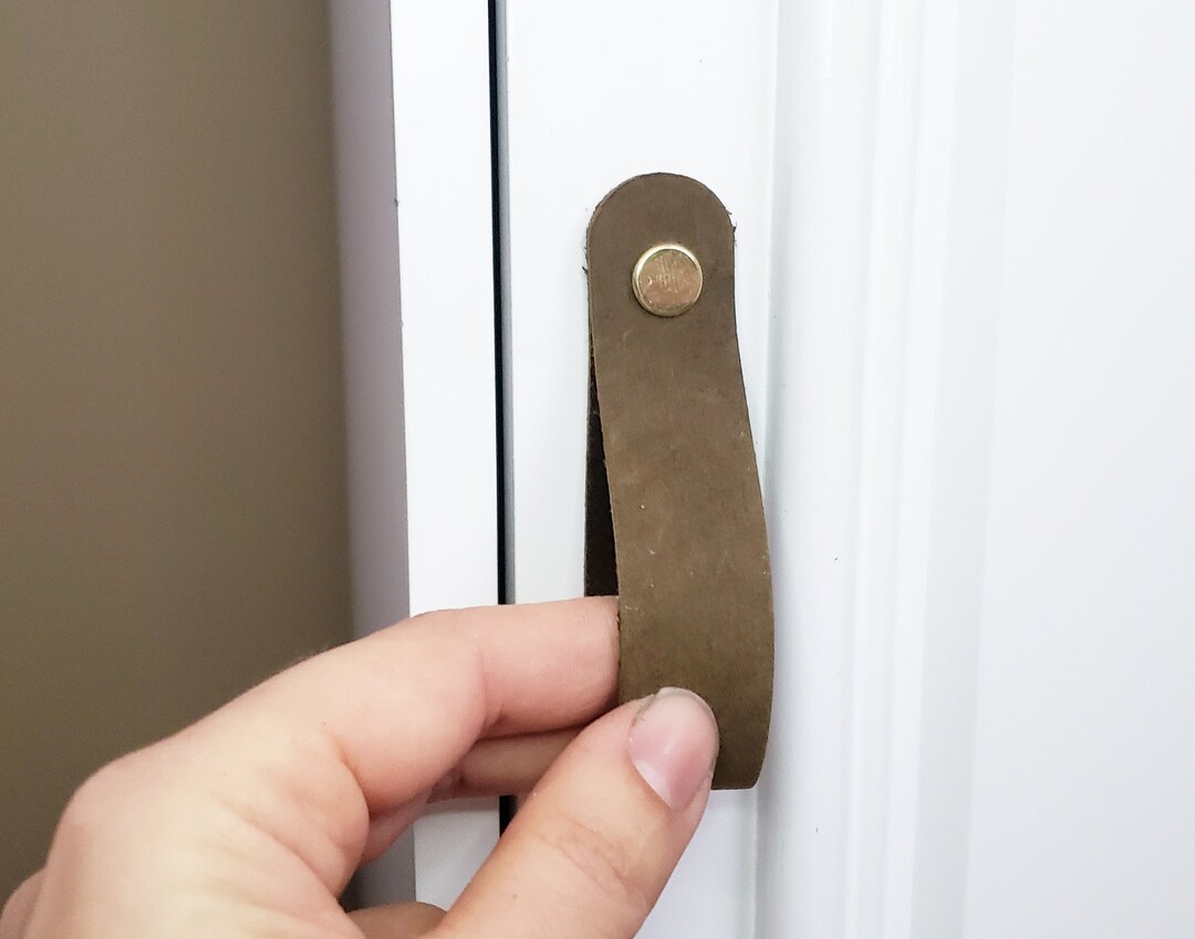 Green Leather Drawer Handles Olive Leather Drawer Pulls Knobs Leather ...