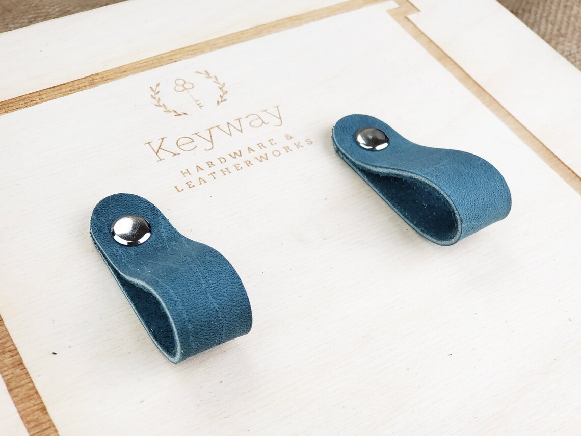 Turquoise Leather Drawer Pulls Nursery Dresser Hardware Furniture ...