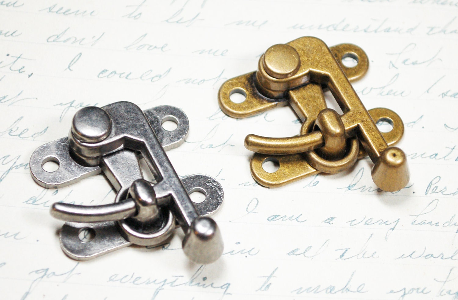 2 Medium Swing Clasps Hardware Antiqued Silver and Brass - Etsy