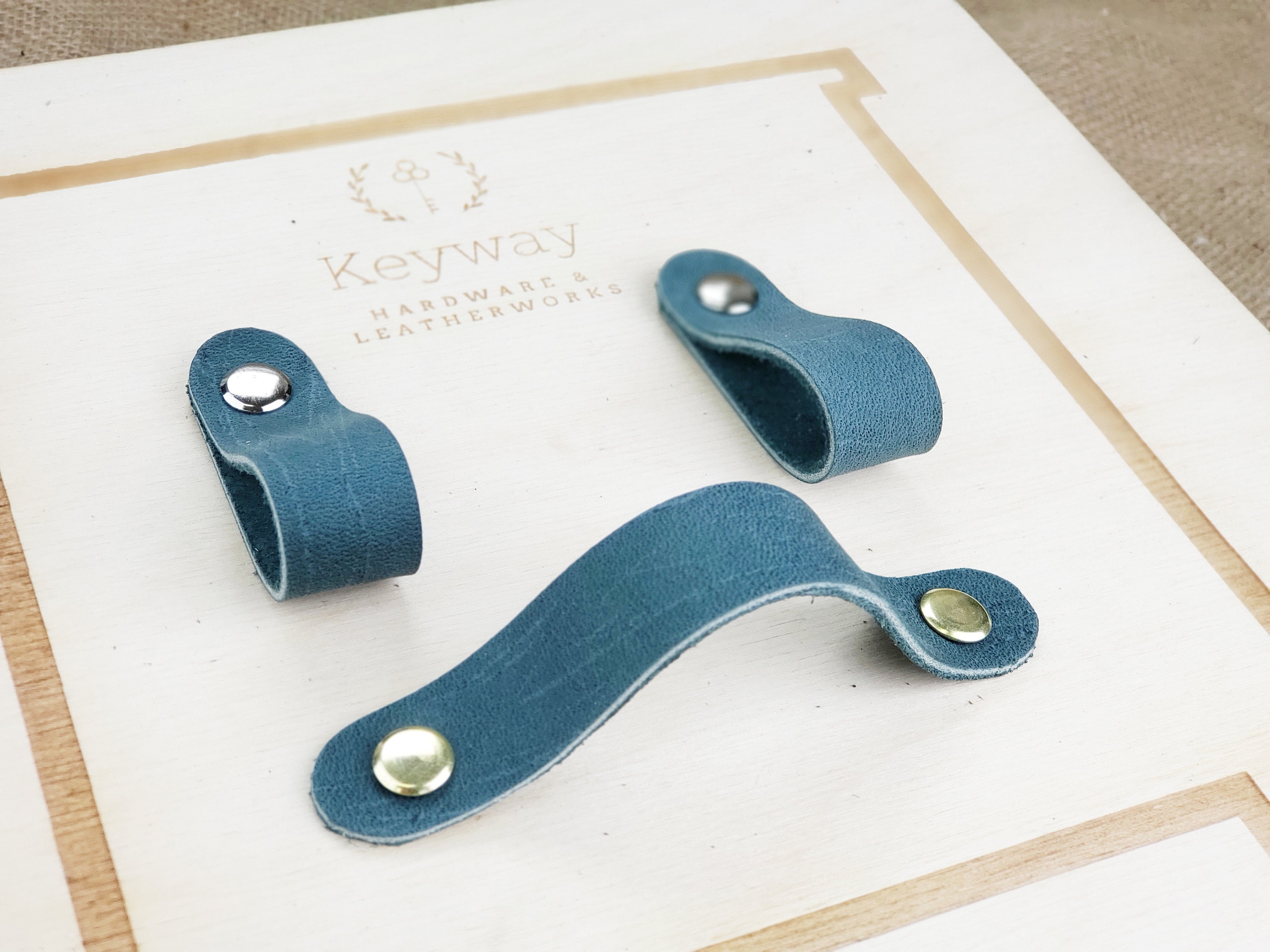 Turquoise Leather Drawer Pulls Nursery Dresser Hardware Furniture ...