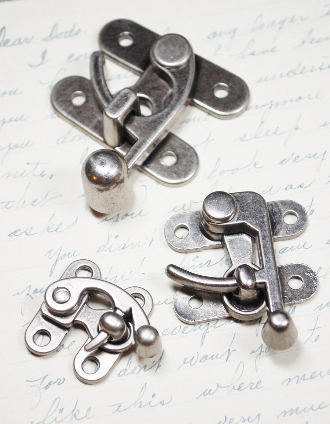 Lot of 3 Swing Clasps - Different Sizes of Antiqued Silver Hardware ...