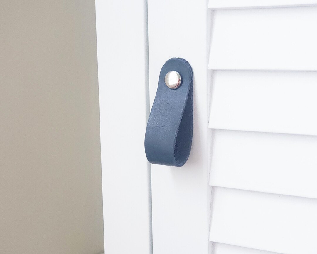 Blue Leather Drawer Pulls Handles Dresser Dark Blue Leather Knobs ...