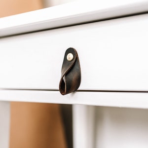 Leather Drawer Knob Brass With Leather Drawer Pull Cabinet Dresser Pull ...