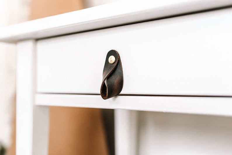 Leather Drawer Knob Brass With Leather Drawer Pull Cabinet Dresser Pull ...