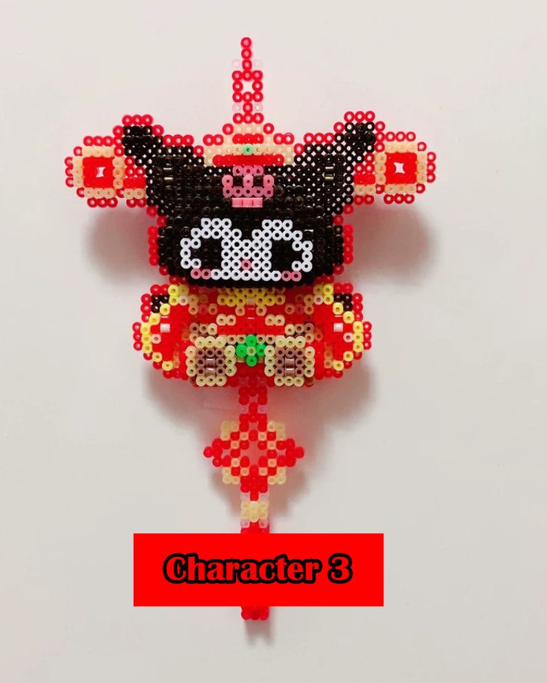 3d Perler Bead Digital Pattern Kawaii Kitty Chinese Lunar Etsy