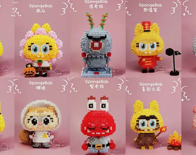 3D Perler Bead Tutorial Pattern Labubu Spongebob - Etsy