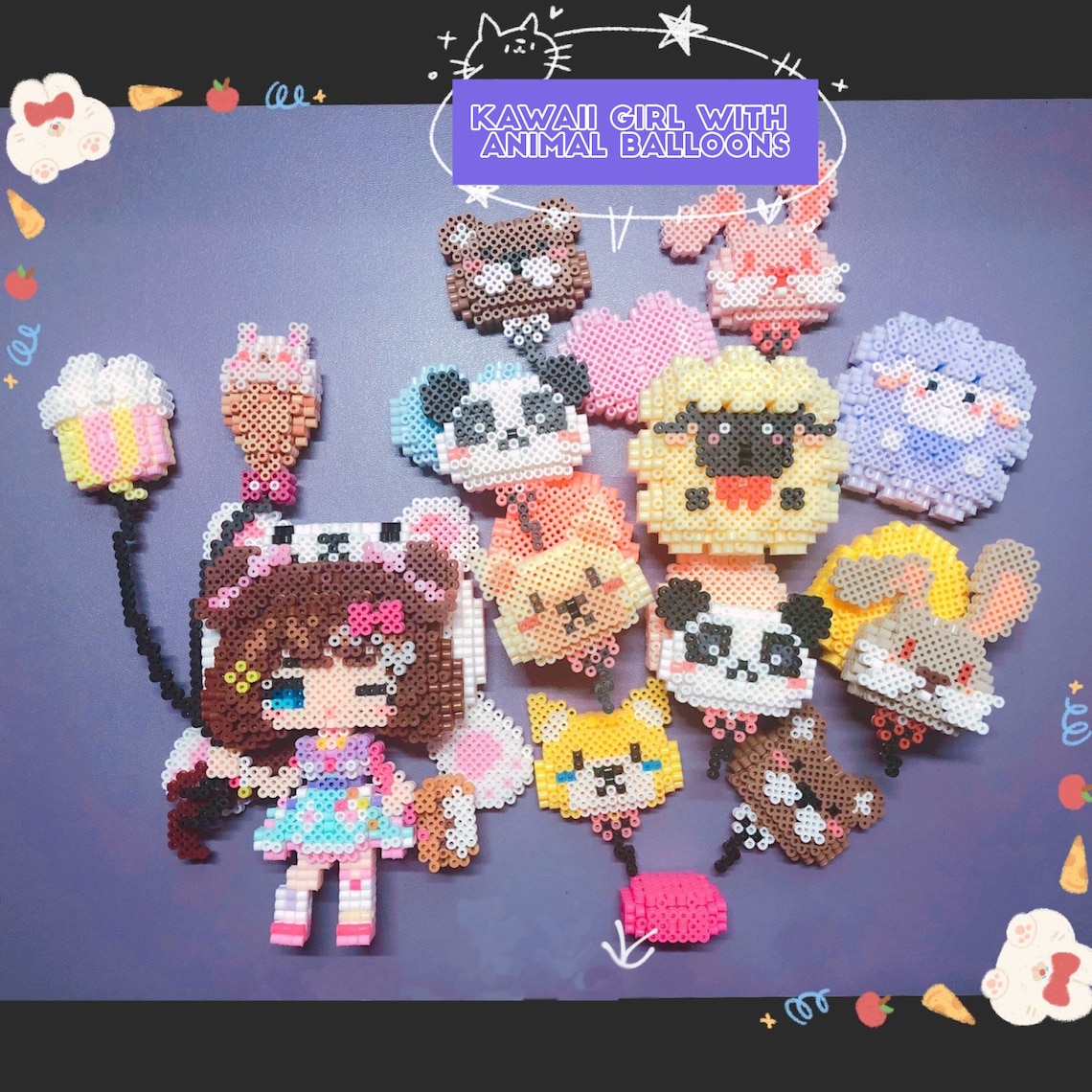 Instant Download 3D Perler Bead Pattern Kawaii Girl With | Etsy