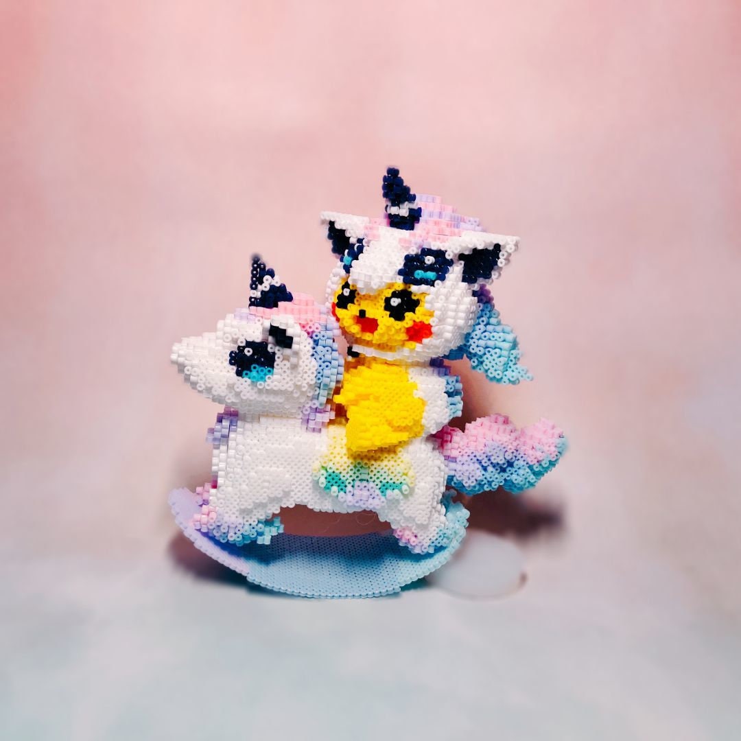 3D Perler Bead Pattern Pikachu Rocking Unicorn - Etsy
