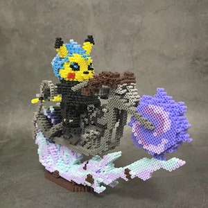 Instant Download! Set of 2 3D Perler Bead Pattern Pikachu Motorcycle ...