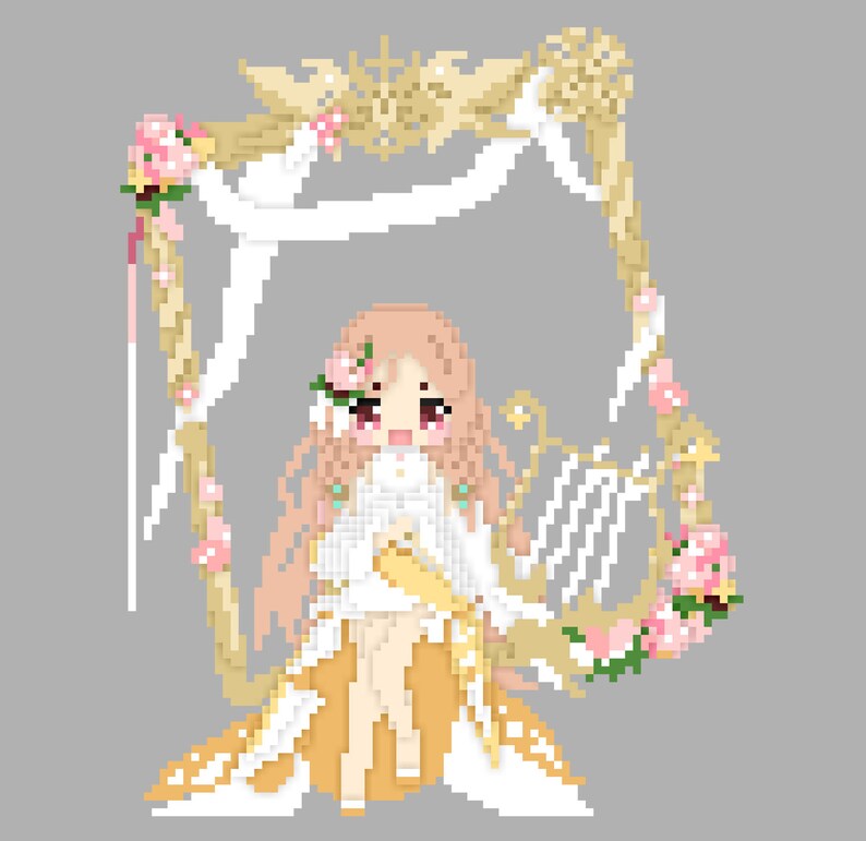 Instant Download 3D Perler Bead Pattern Pretty Musician Harp - Etsy