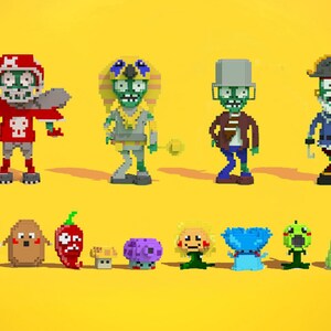 3D Perler Bead Digital Pattern Plants & Zombies - Etsy Australia