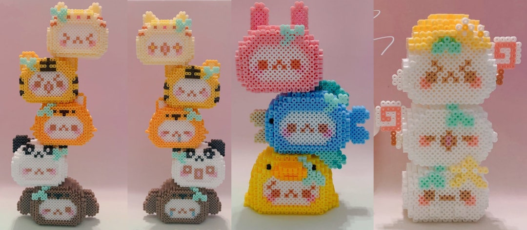 3D Perler Bead DIGITAL Pattern Tutorial Kawaii Stackable Animals - Etsy