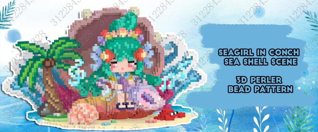 Instant Download! 3D Perler Bead Digital Pattern Beautiful Seagirl in ...