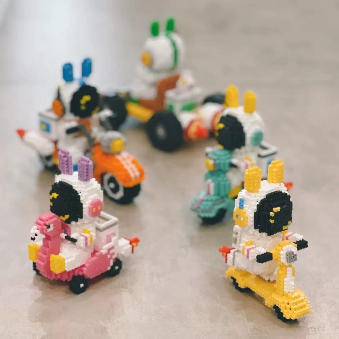 3D Perler Bead Pattern Tutorial Bunny Astronaut Riding Motorcycles - Etsy