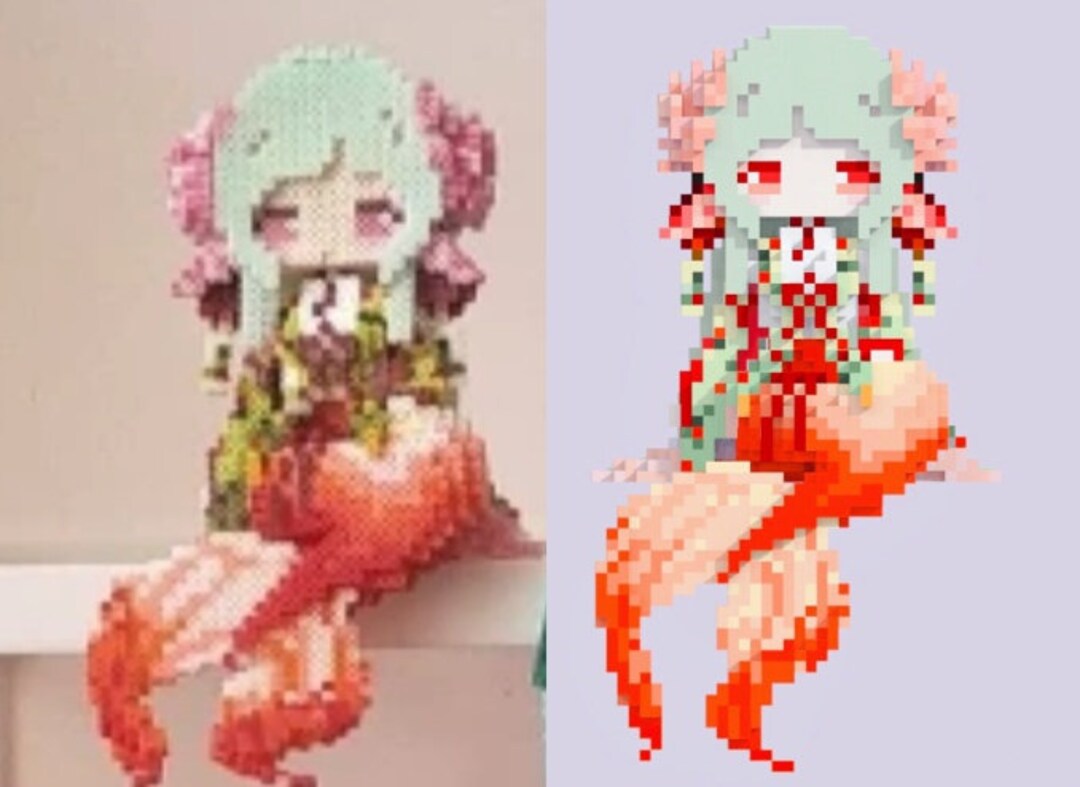 Instant Download! 3D Perler Bead Pattern Princess Lady Carp Fish - Etsy ...