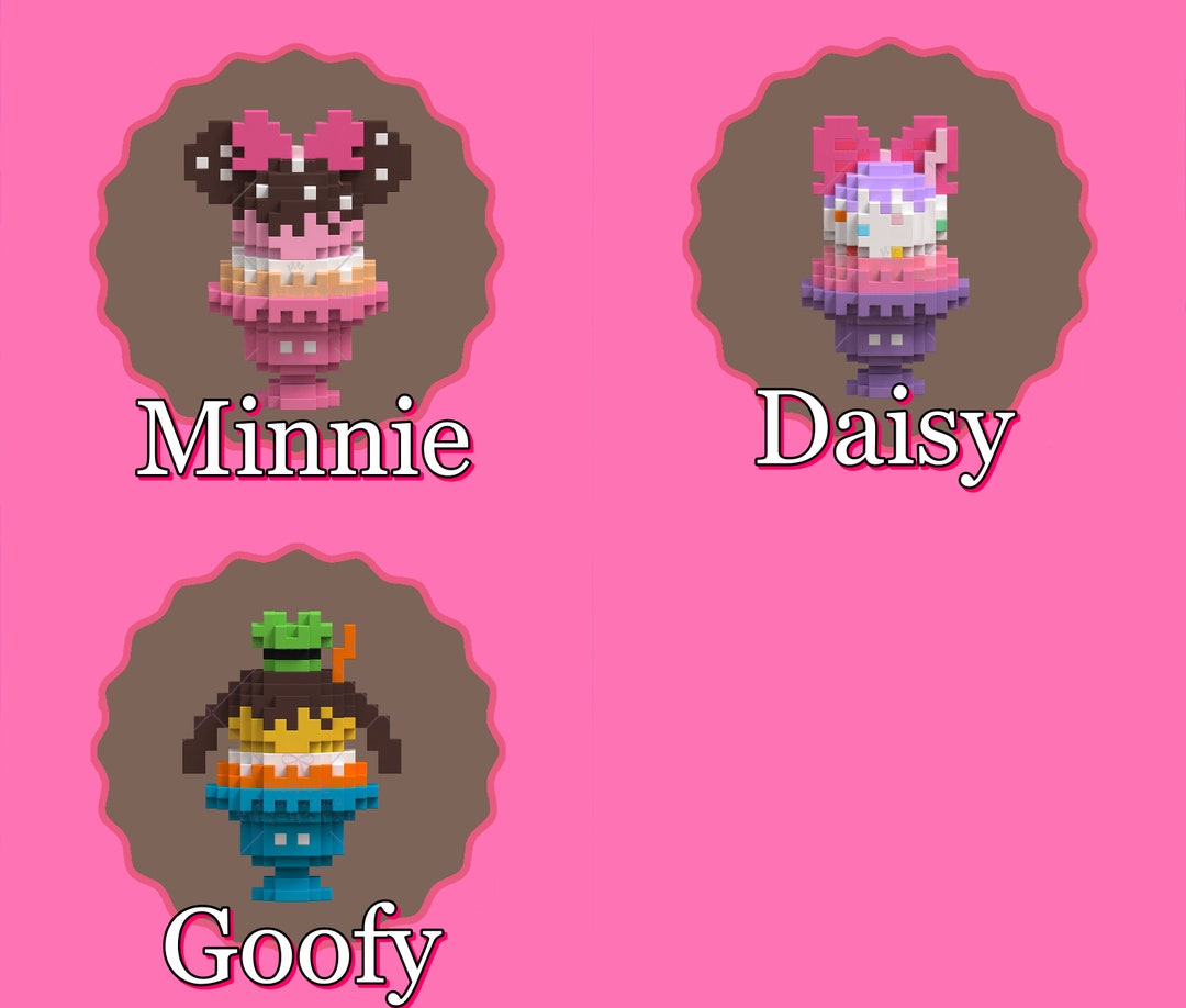 3D Perler Bead Pattern Disney Minnie Mouse, Daisy Duck, Goofy Ice Cream ...