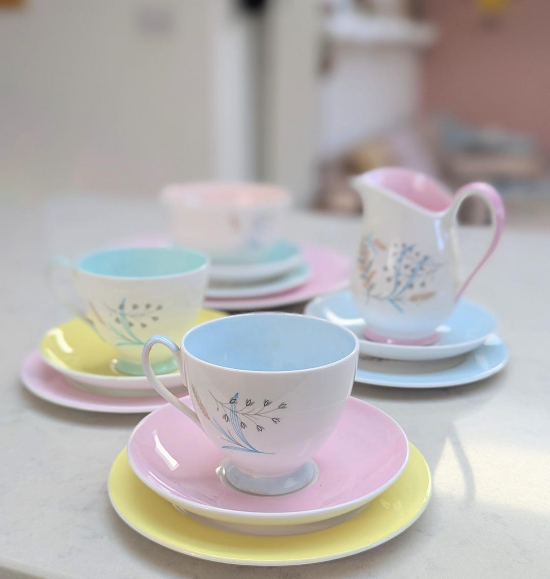 Vintage Harlequin Tea Set, 1960s Vintage Queen Anne 'glade' Fine Bone ...