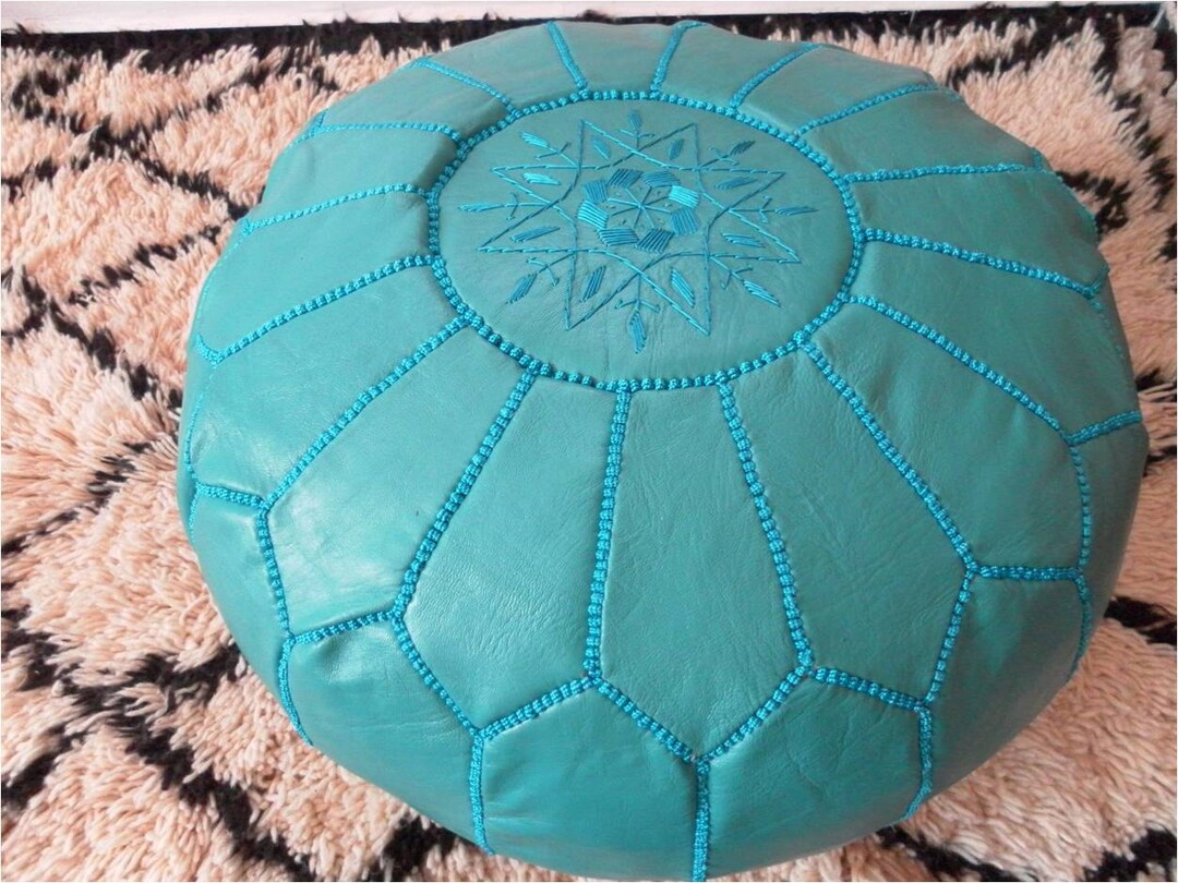 Handmade Leather Pouf ( Also Called : Poof Floor Pillow Foot Stool) T ...