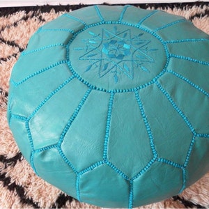Handmade Leather Pouf ( Also Called : Poof Floor Pillow Foot Stool) T ...