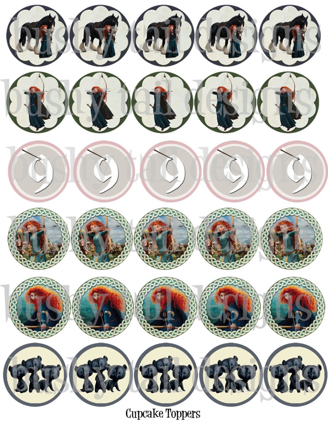 Brave Princess Merida Birthday Cupcake Toppers Customized - Etsy