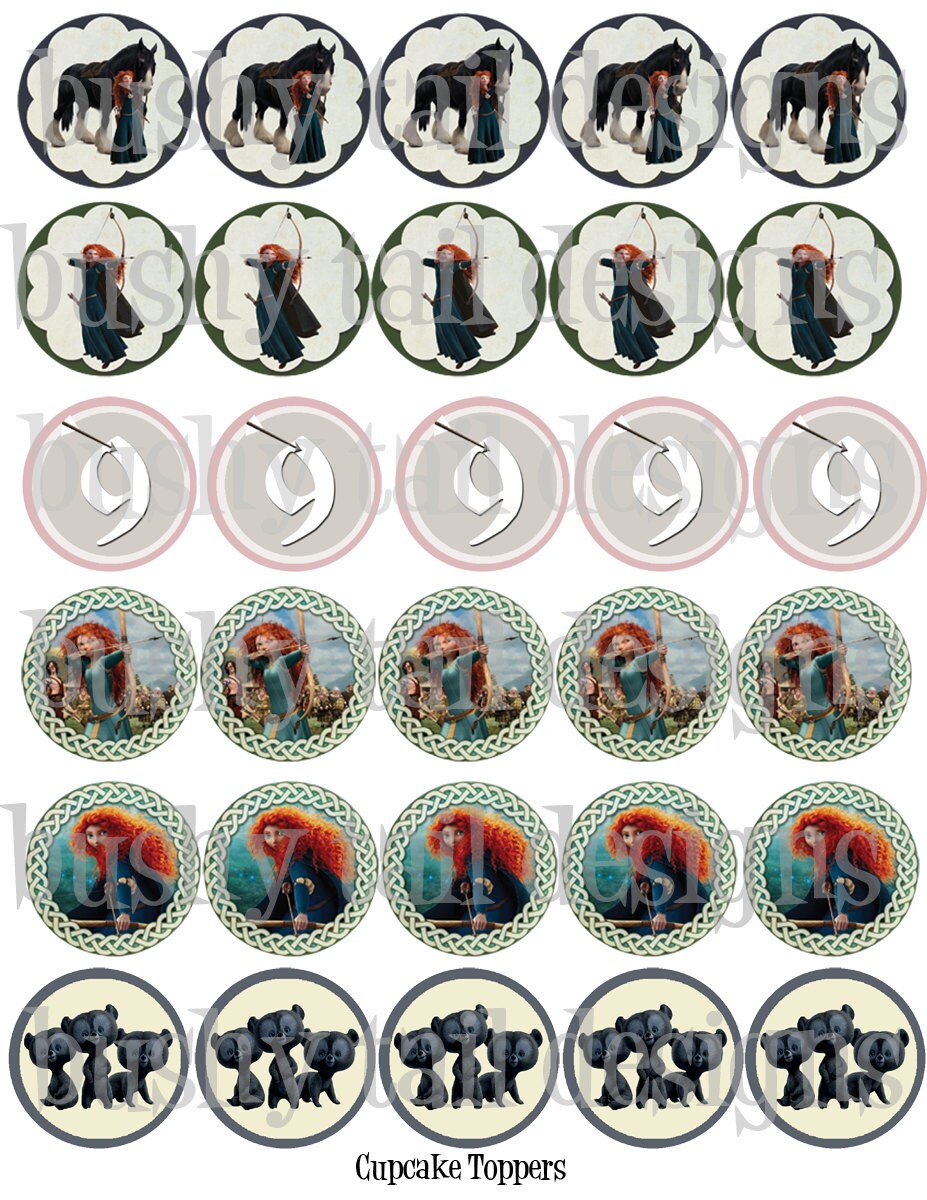 Brave Princess Merida Birthday Cupcake Toppers Customized - Etsy