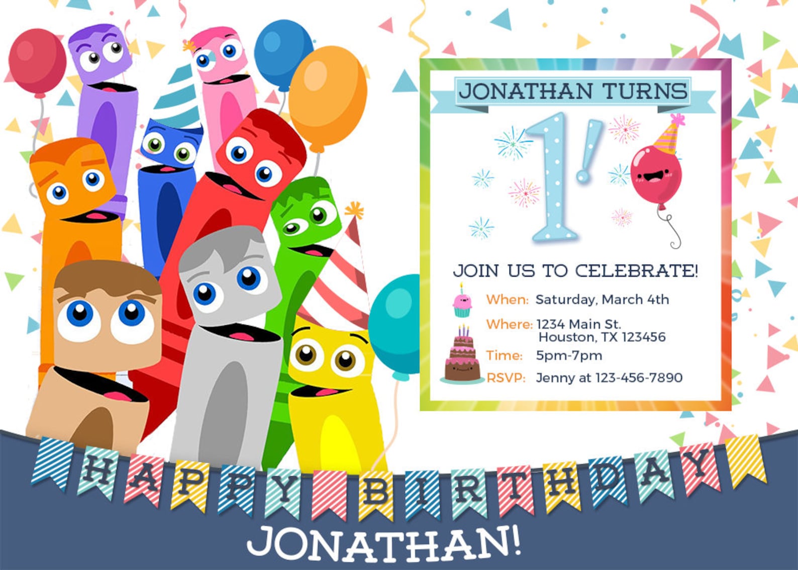 Color Crew Birthday Invitation - Etsy