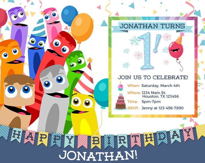 Color Crew Birthday Invitation | Etsy