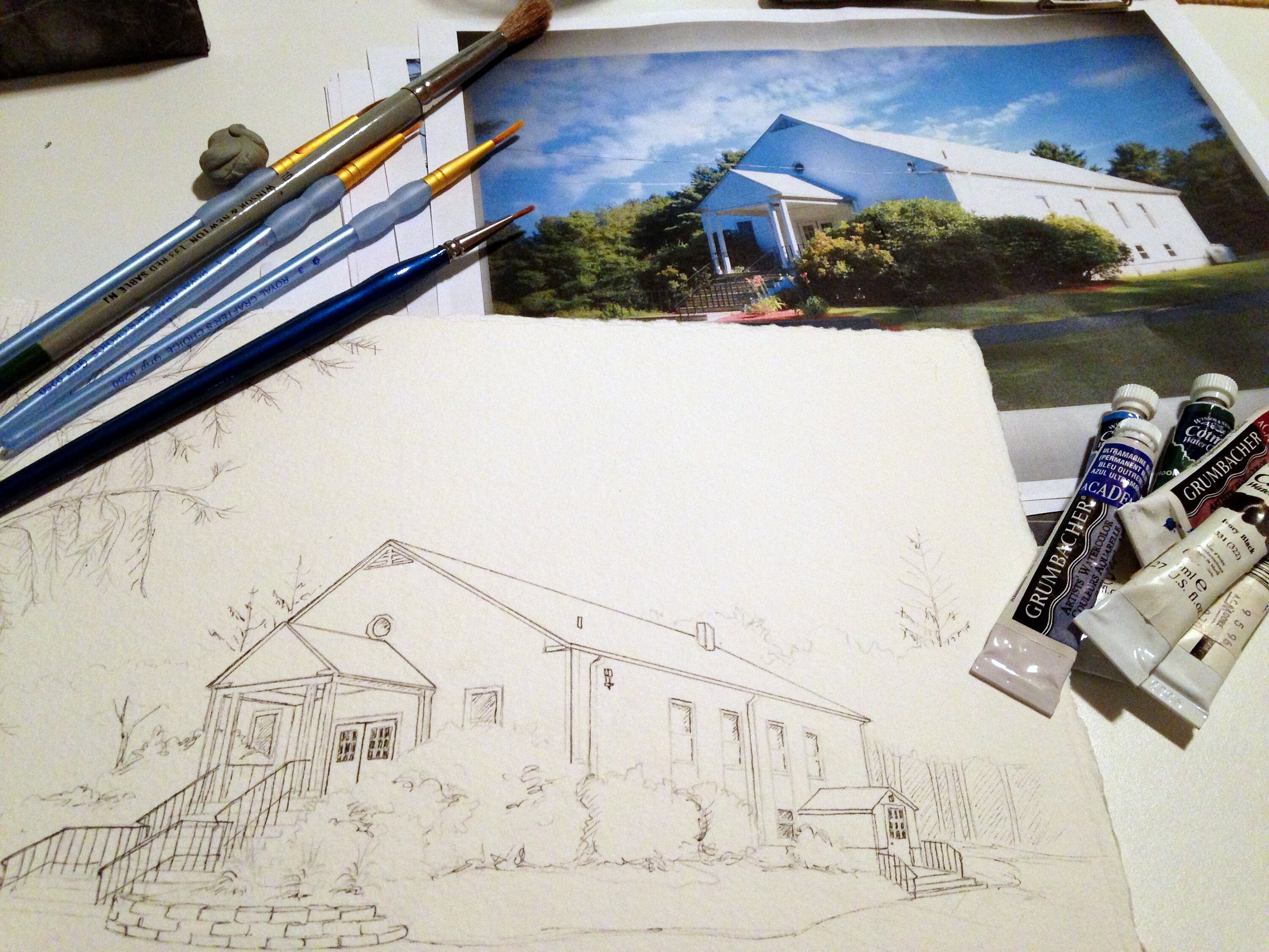 Custom Wedding Venue Watercolor and Ink Painting Commemorate - Etsy