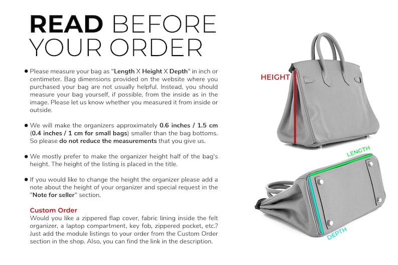 Customizable Bag Insert Organizer, Felt Bag Insert Organizer, Bag ...