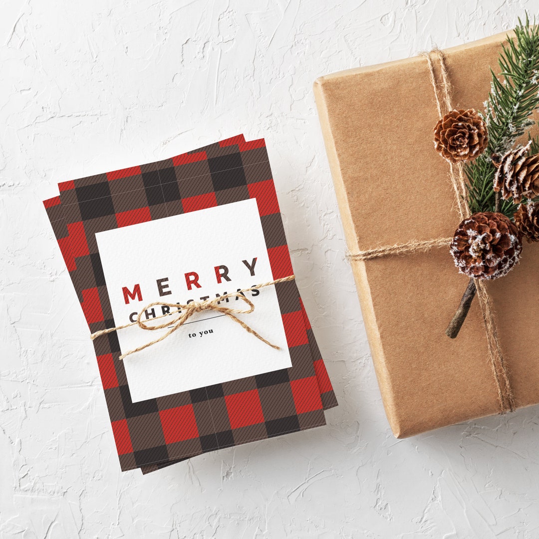 Buffalo Check Christmas Card Set of 10 or 25 | Buffalo Check Hipster ...