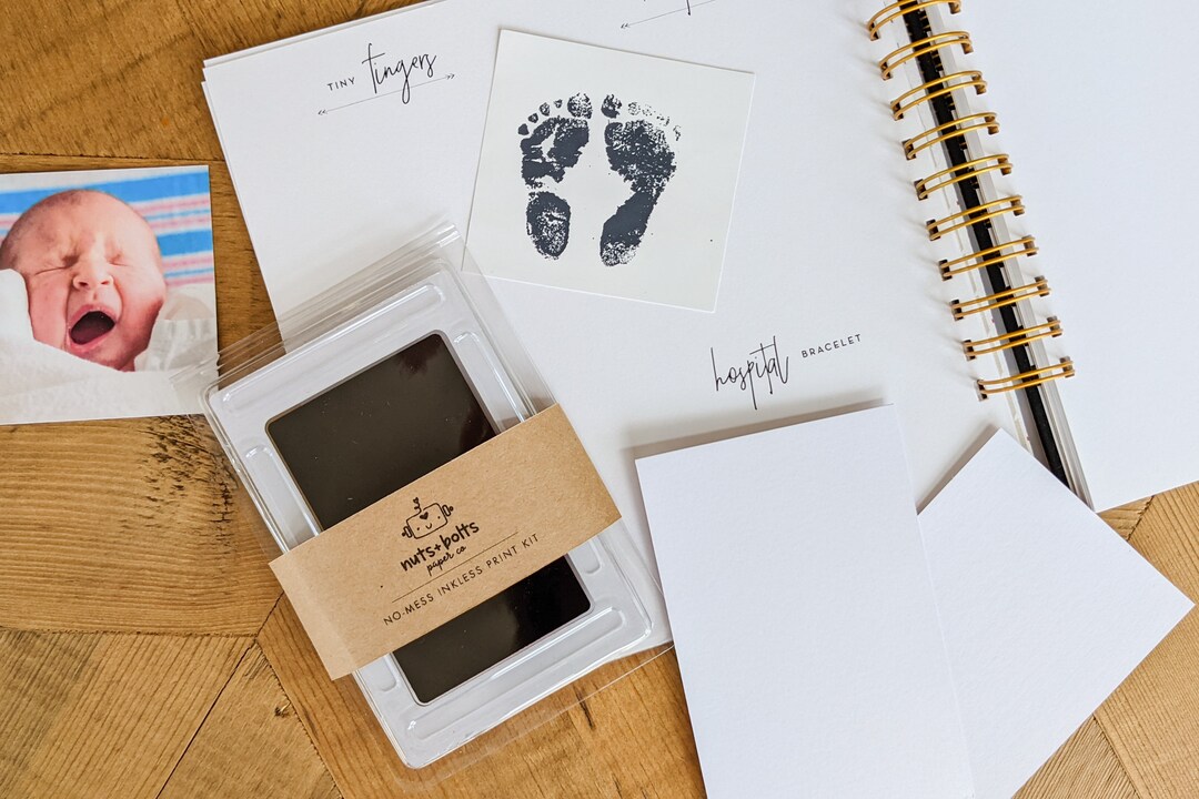 Baby Hand and Foot Print Inkless Kit Stamp Pad With 2 Cardstock Pieces ...