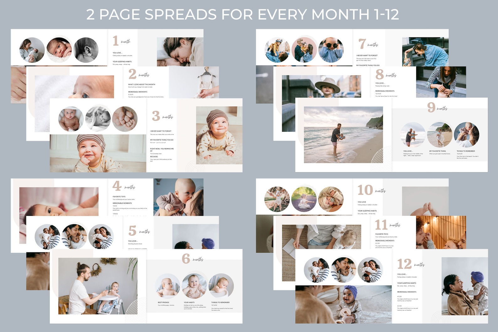 Digital Baby Book Template: Neutral Arches | Printable First Year Baby ...